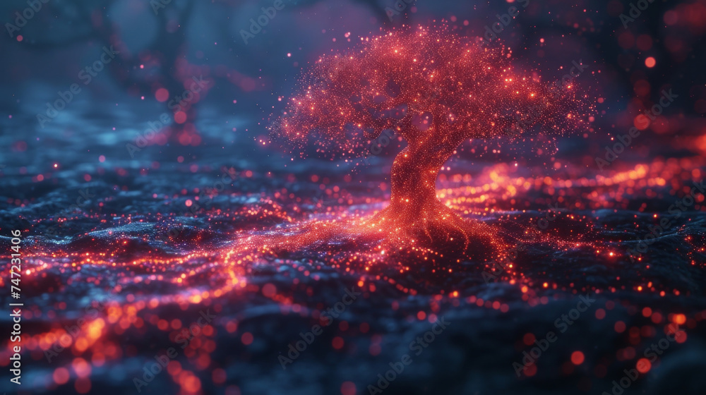 An abstract visualization of a business revenue flowchart with each ...