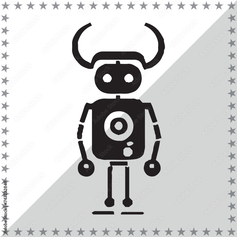 Robot Silhouette, cute Robot Vector Silhouette, Cute Robot cartoon ...