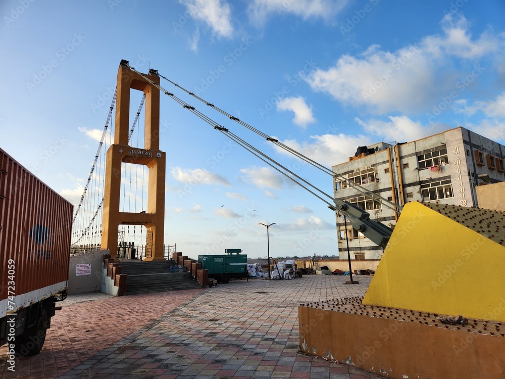Dwarka, Gujarat India - Feb 21 2024: Sudama Setu Bridge over Gomati ...