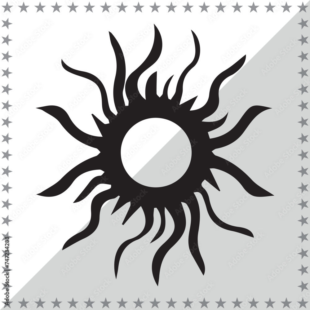 Sun Silhouette, cute Sun Vector Silhouette, Cute Sun cartoon Silhouette, Sun vector Silhouette ...