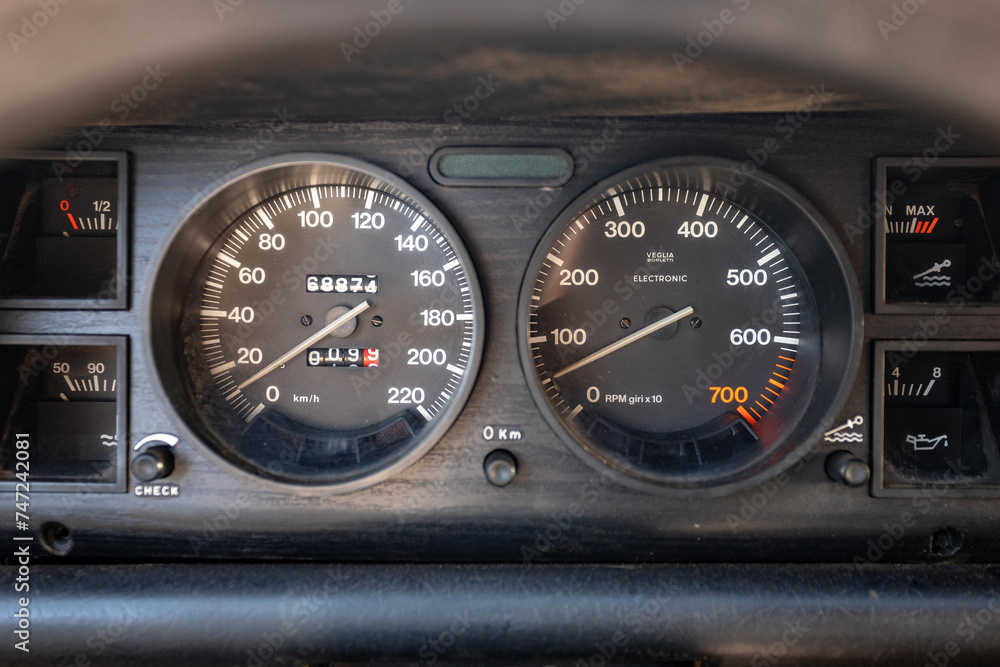 dashboard with speedometer Sports car Lancia Montecarlo by Pininfarina ...