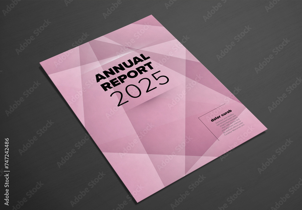 Pink folded paper modern annual report front cover page ...