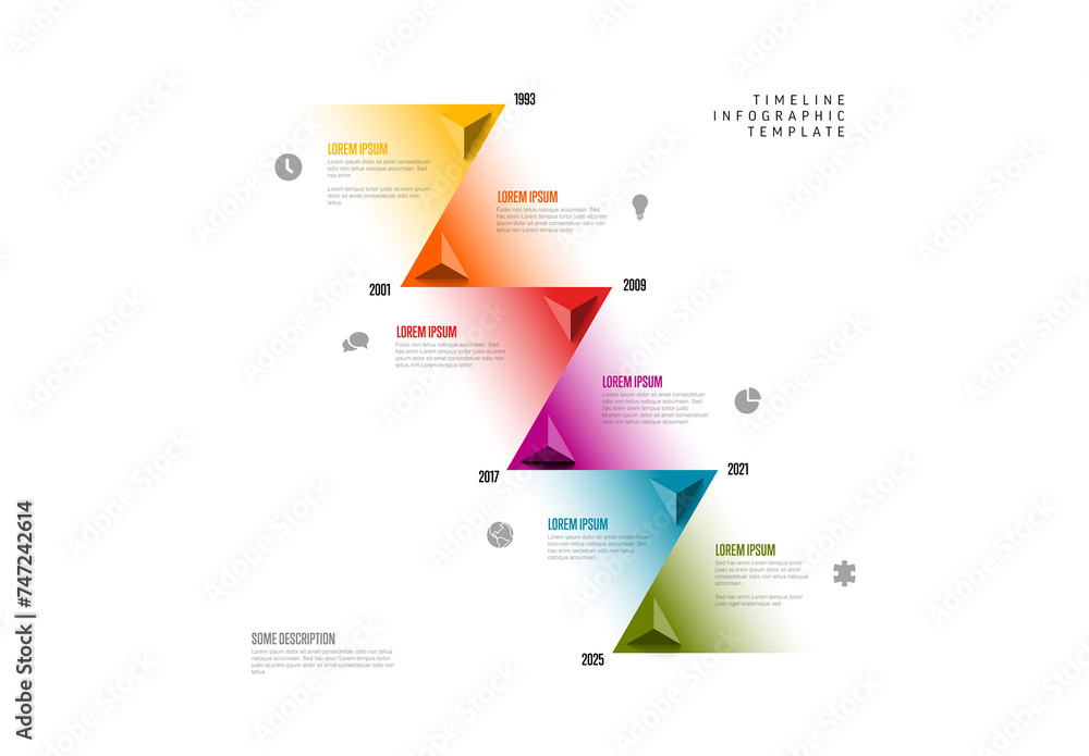Infographic vertical timeline template with left and right triangle ...