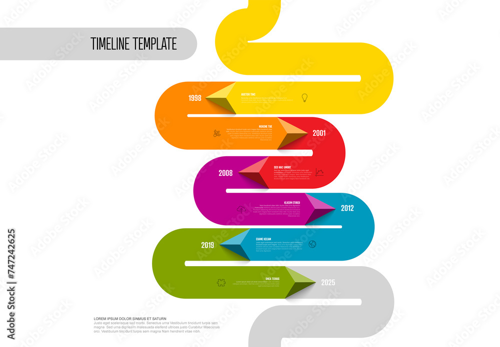 Infographic vertical timeline template with right and lef triangle ...