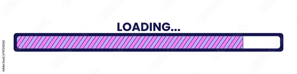80s retro stripes loading bar 2D linear cartoon object. Groovy vintage ...