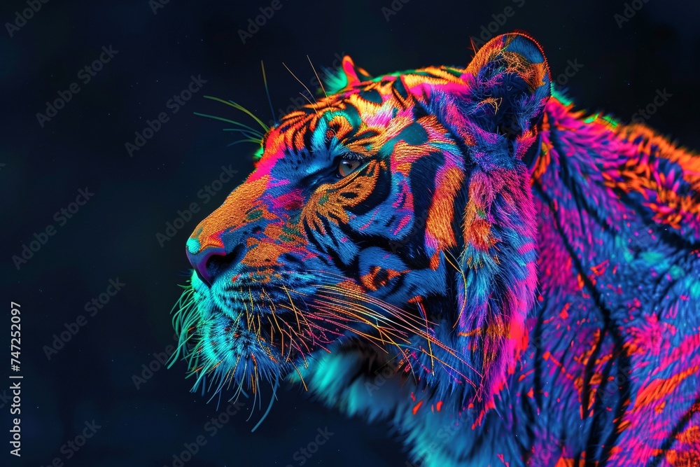 Neon Tiger A Vibrant, Colorful Portrait of the Mighty Beast Generative ...