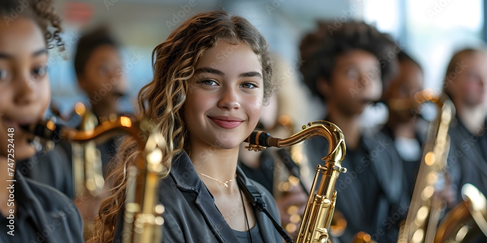 Dynamic High School Band Performance Featuring Teenage Musicians ...