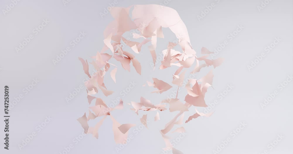 3D stylized animation of a face mask with the appearance of cracks. A ...