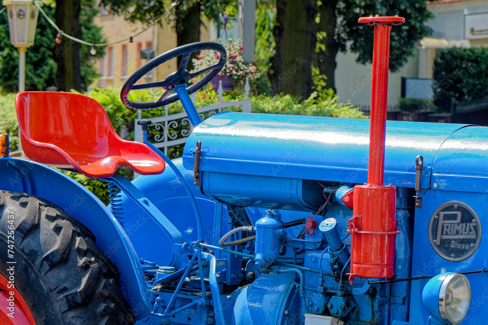 Grossziethen, Germany - July 20, 2018: Well-preserved historic tractor ...