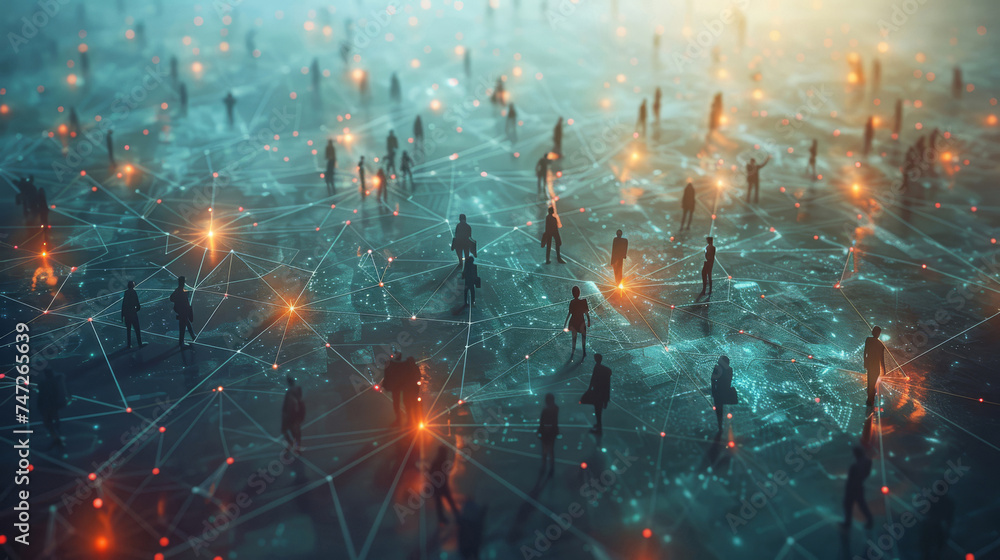 Group, people and crowd connected to internet, big data and virtual ...