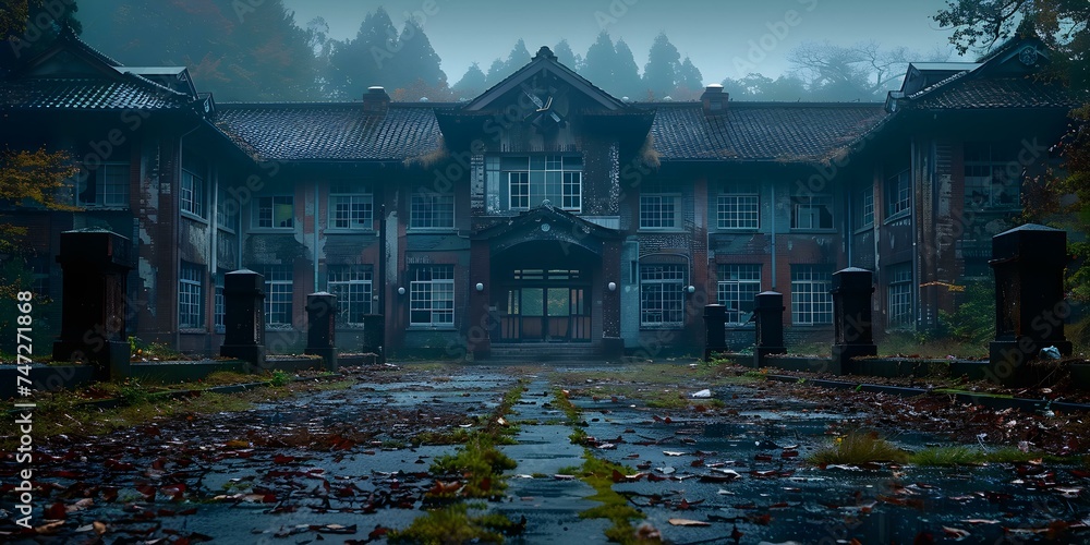 Foto de Spooky scene at a traditional Japanese school building eerie ...