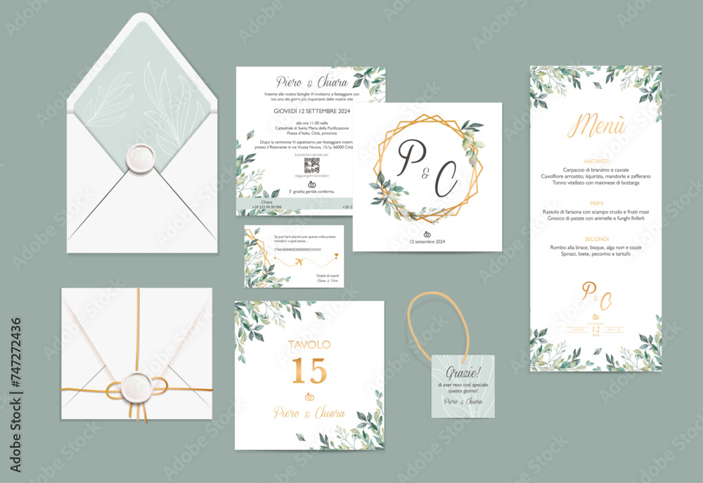 Poster Partecipazioni per matrimonio raffinate ed eleganti sui toni del ...