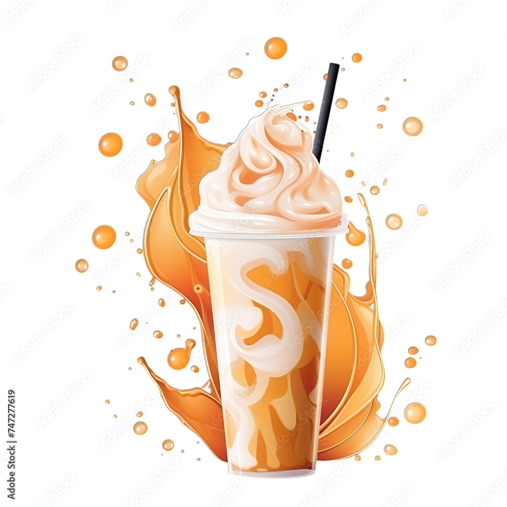Refreshing bubble tea splash isolated on a transparent background ...