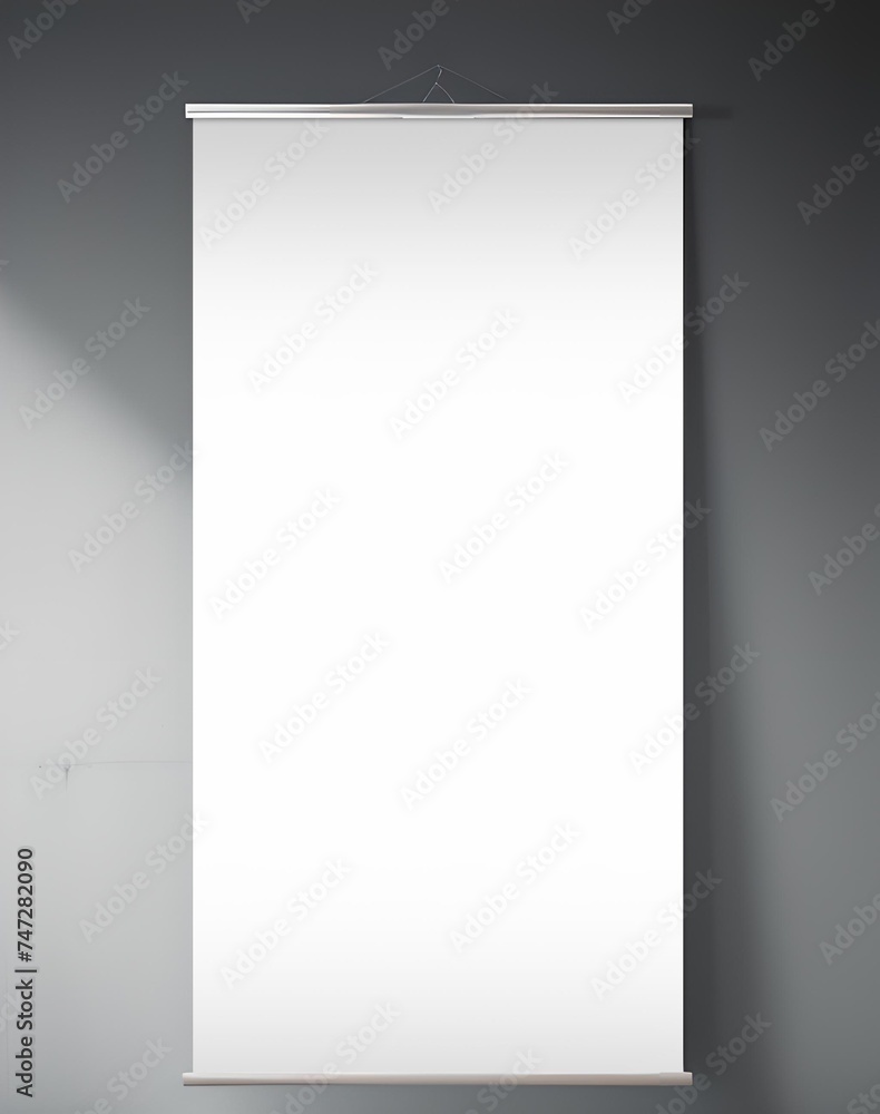 white banner mockup roll up poster stand in white wall banner design ...