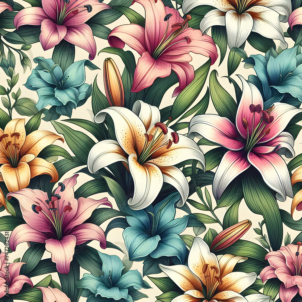 seamless pattern with flowers. flower, seamless, floral, vector, wallpaper, leaf, nature ...