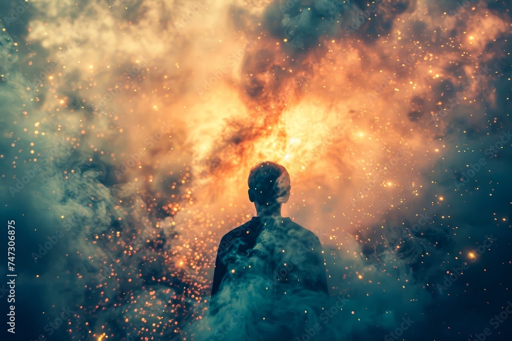 A person stands transfixed, their eyes locked on the rising smoke of a ...