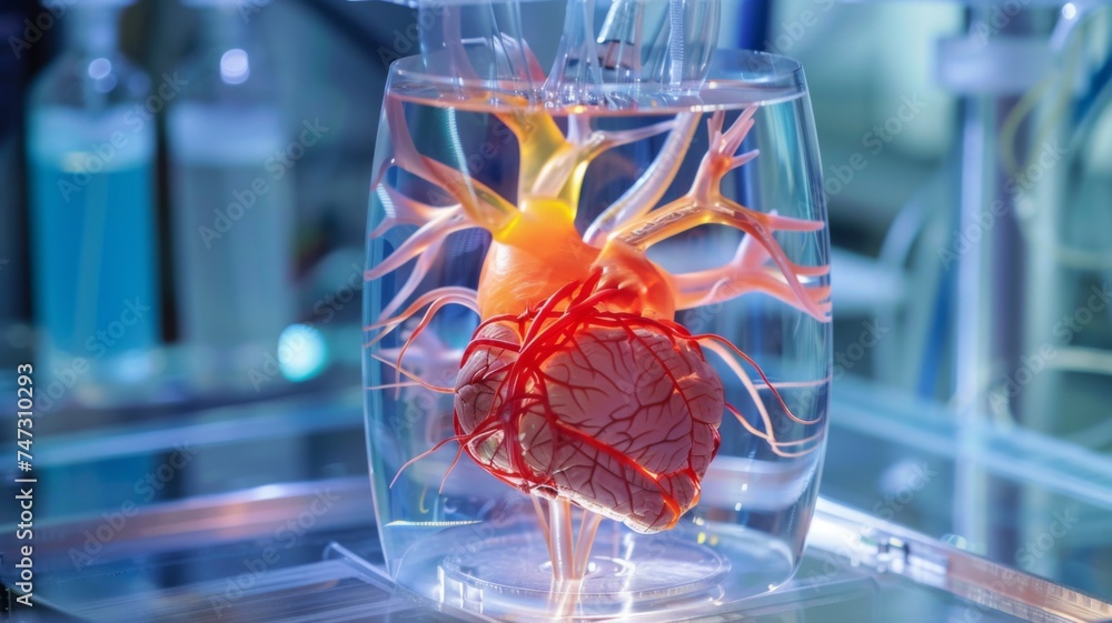 3D human heart in laboratory glass - An anatomically correct human ...