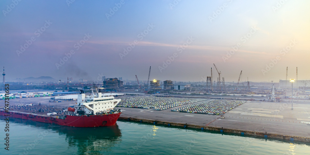 Container Cargo ship docked at the industrial port of Laem Chabang in ...