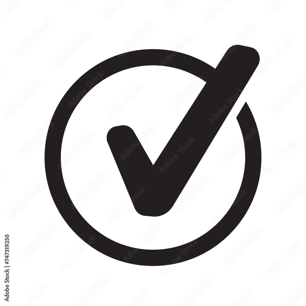 Black check mark icon. Tick symbol in black color, vector illustration ...