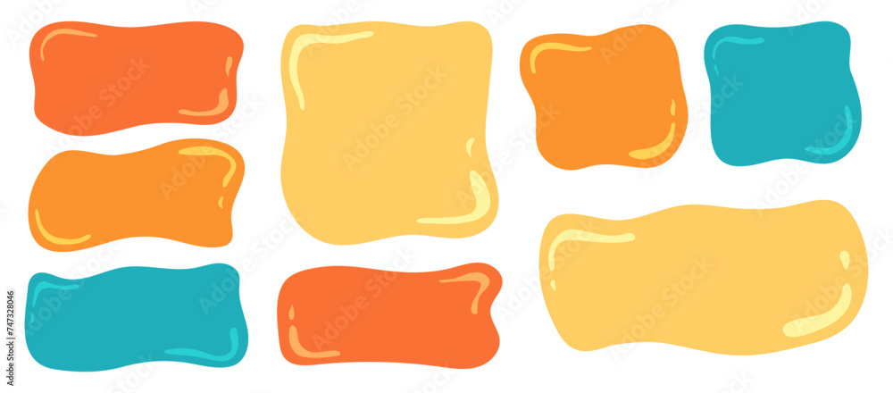 Textbox doodle set. Hand drawn frames in colorfull. Collection of blank ...