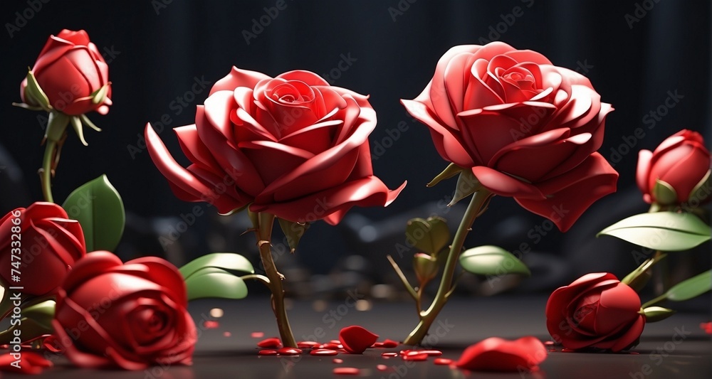Craft an animated sequence illustrating the opening of red rose buds ...