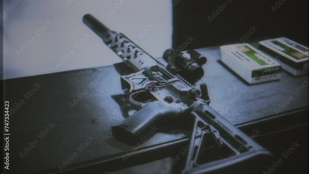 Shotgun Bullets Weapon Ammunition Vintage VHS Texture Zoom In. Zooming ...