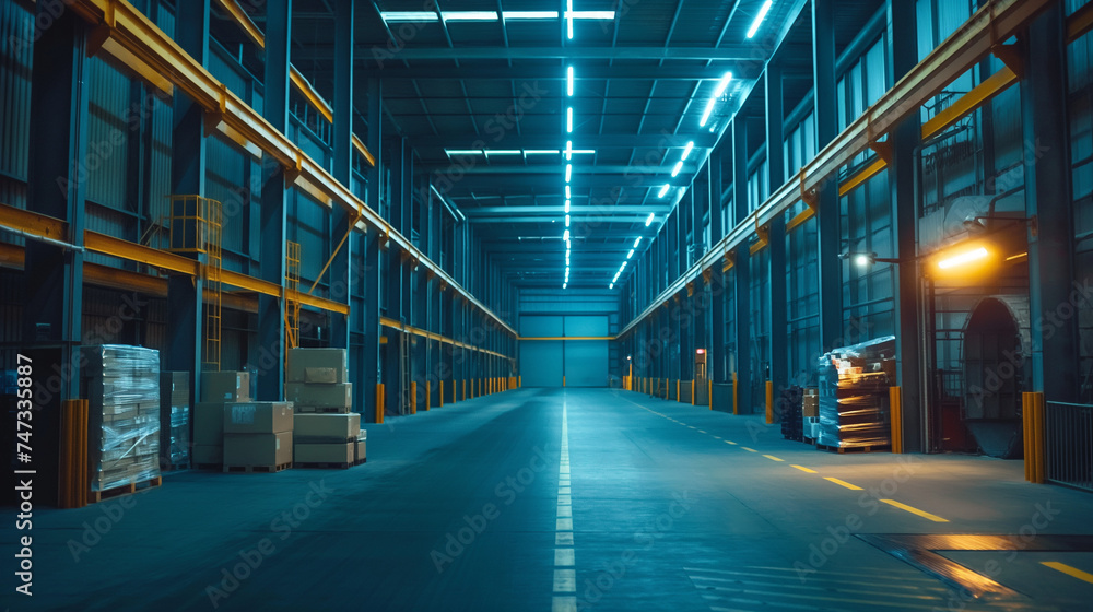 Warehouse server room with industrial architecture and ample light ...
