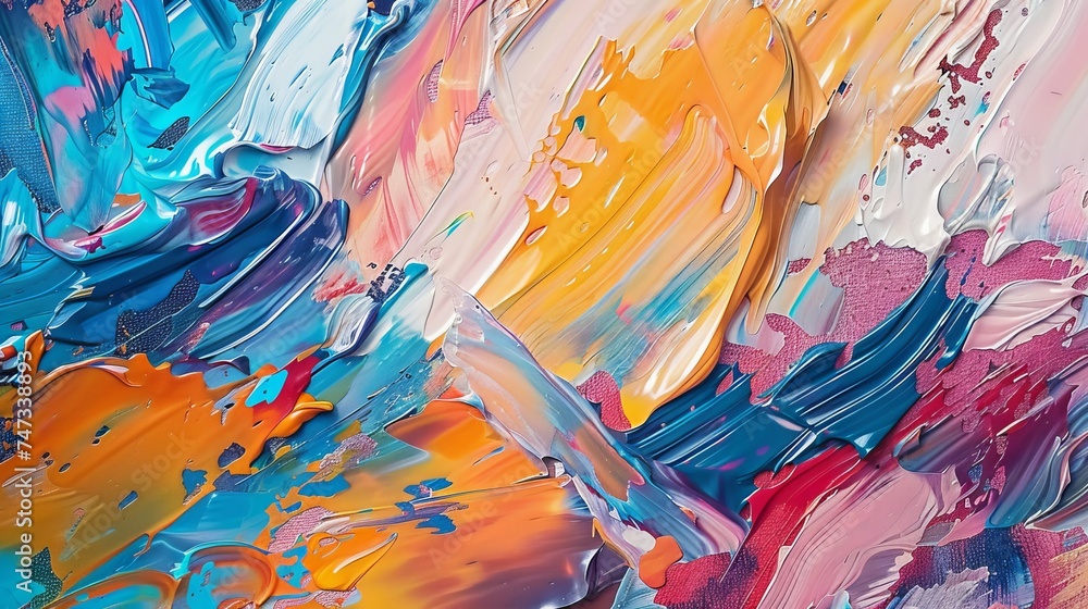Closeup shot of an abstract oil painting, focusing on the dramatic ...