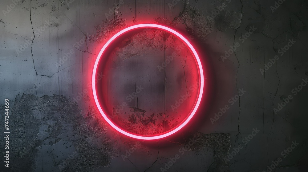 Neon sign of circle frame for template and layout on the wall ...