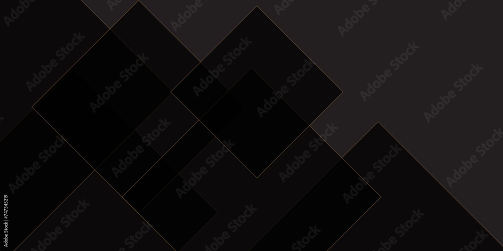 Black color square pattern on banner with shadow. Abstract black and ...