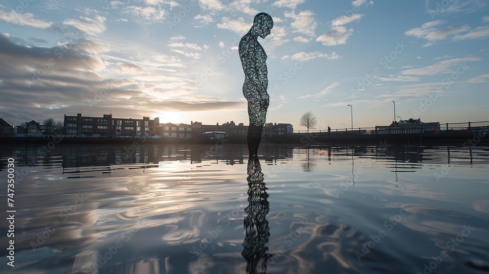 Molecule Man towering over the water a symbol of unity and connection ...