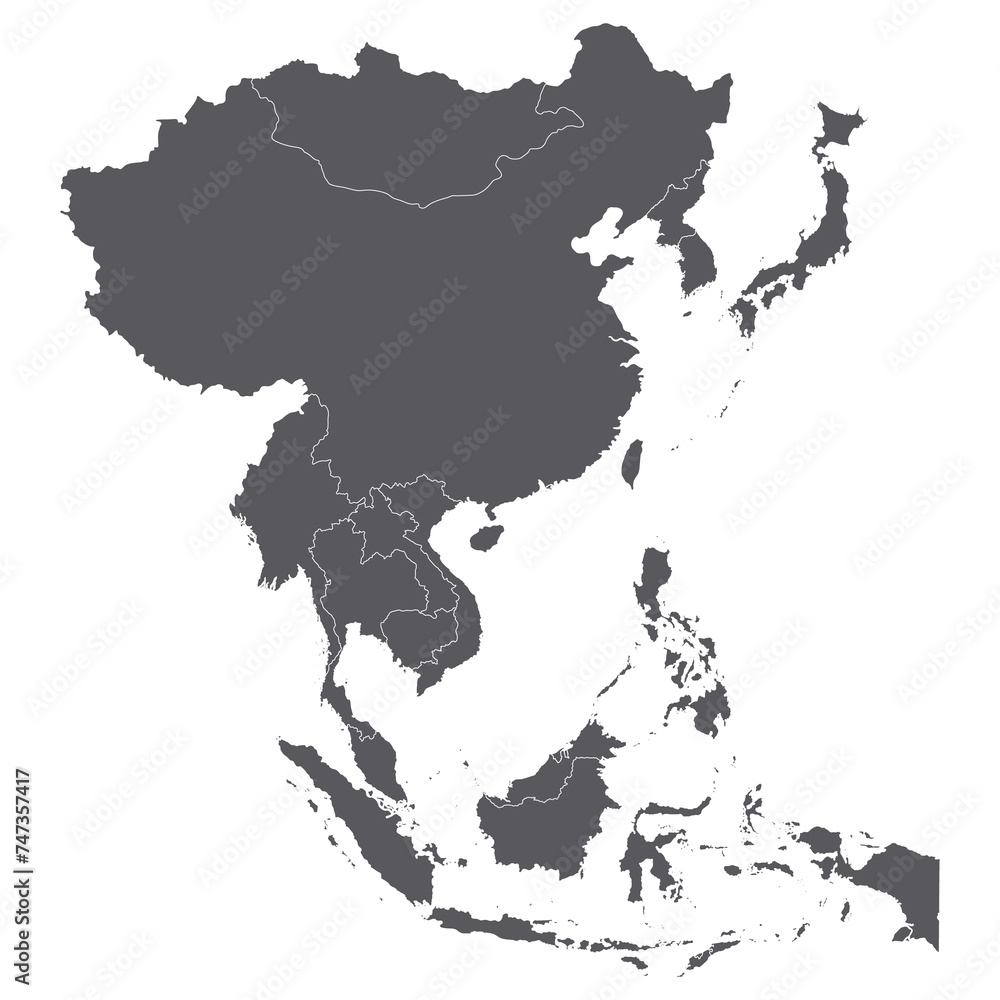 Asia country Map. Map of Asia Stock Illustration | Adobe Stock