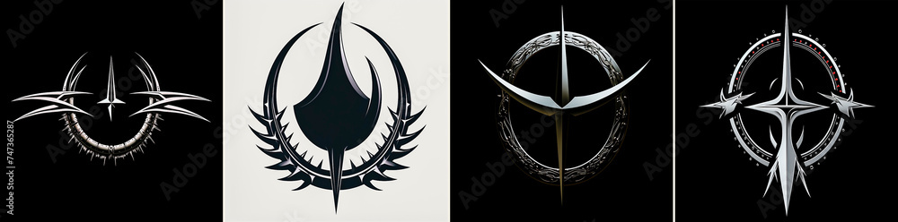symbol of a black crescent with crossed swords, PNG clipart on a ...
