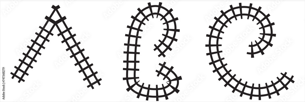 Railway Line, Rails Symbol, Train Tracks Sign, Railroad Pictogram ...