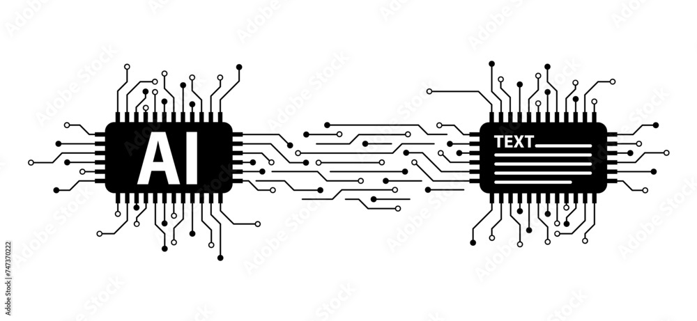 AI text generator. Artificial intelligence AI pictogram. Technology ...