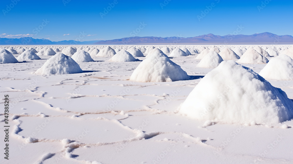 hills / piles of salt at the world biggest salt extraction site in ...