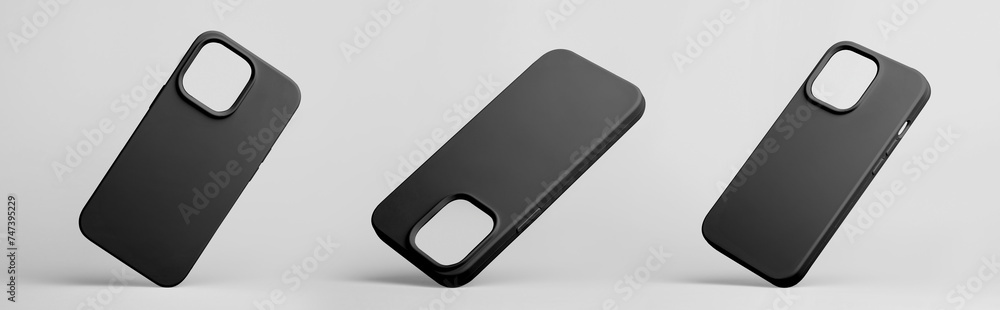 set of three phone cases for iPhone 15 Pro max, black silicone covers ...