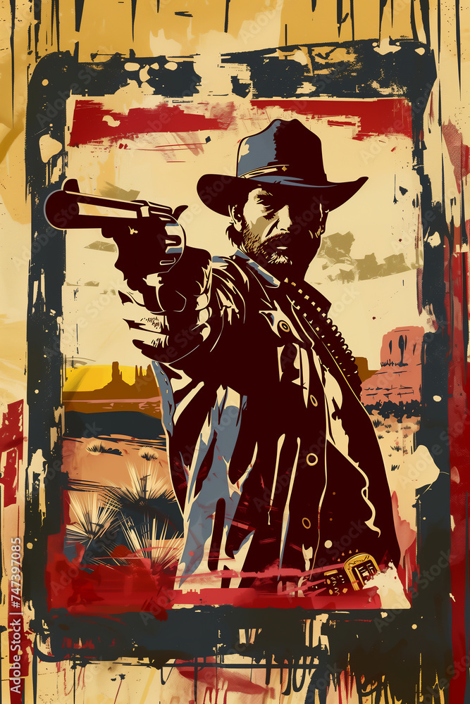 American cowboy outlaw gunslinger in the Wild West frontier of Texas ...