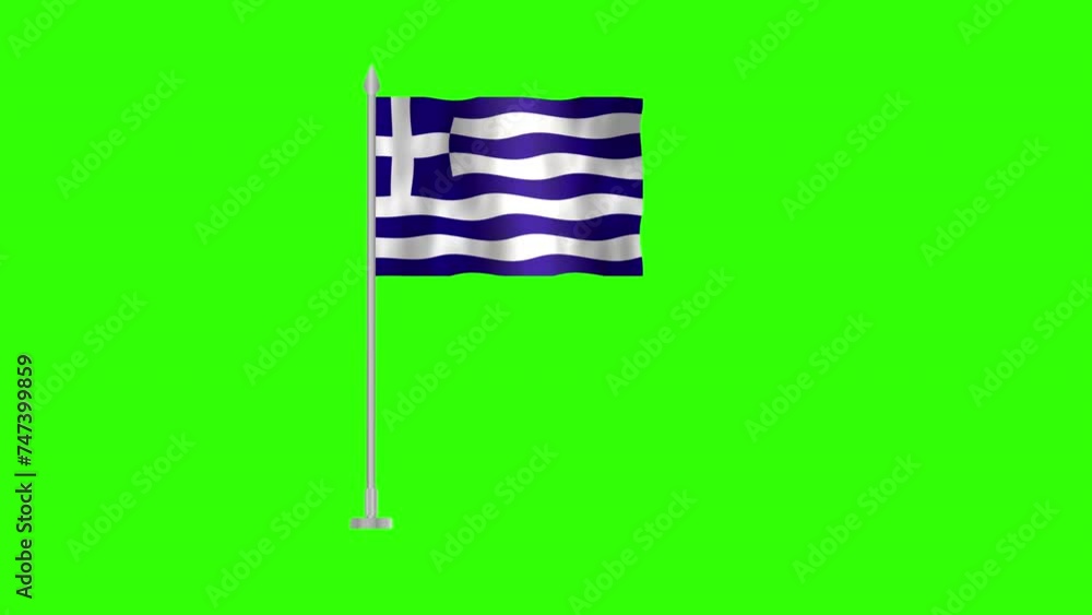 Vidéo Stock Flag of Greece, Pole flag of Greece on Green screen chroma ...