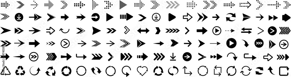 Black arrow icons. Arrows set vector icons. Arrow collection .Simple ...