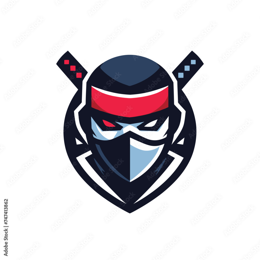 Ninja warrior icons. Simple black ninja head logo illustration design ...
