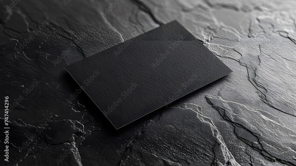 Blank black realistic business card for mockup on black background ...