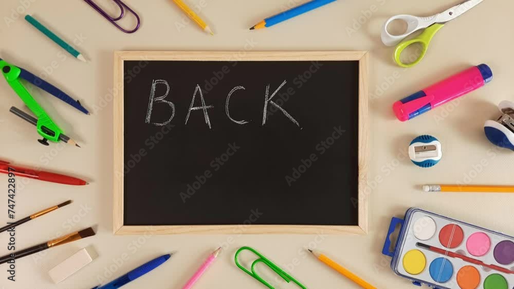 Back to School. Chalk writing on blackboard. Concept of beginning of ...
