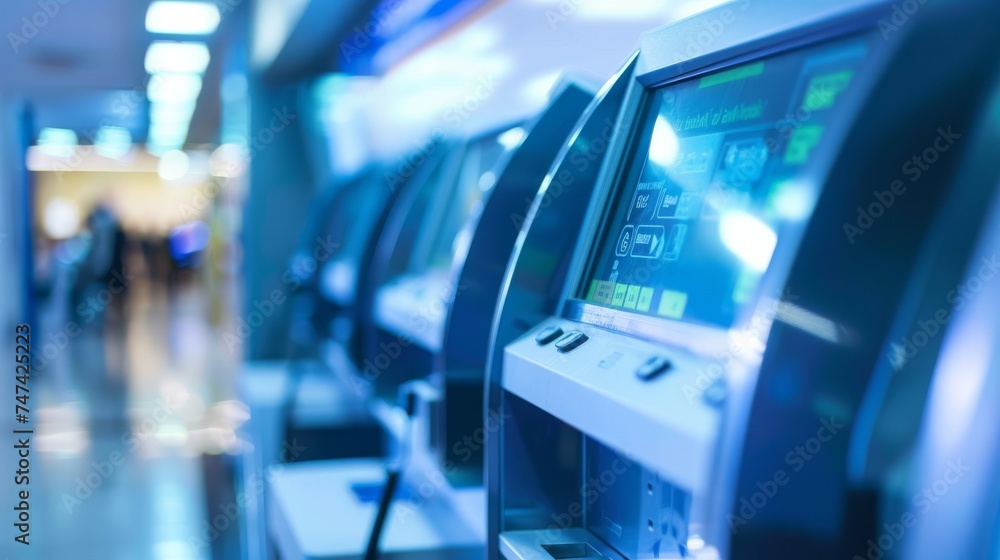 Automated banking systems processing transactions securely and efficiently Stock Illustration ...