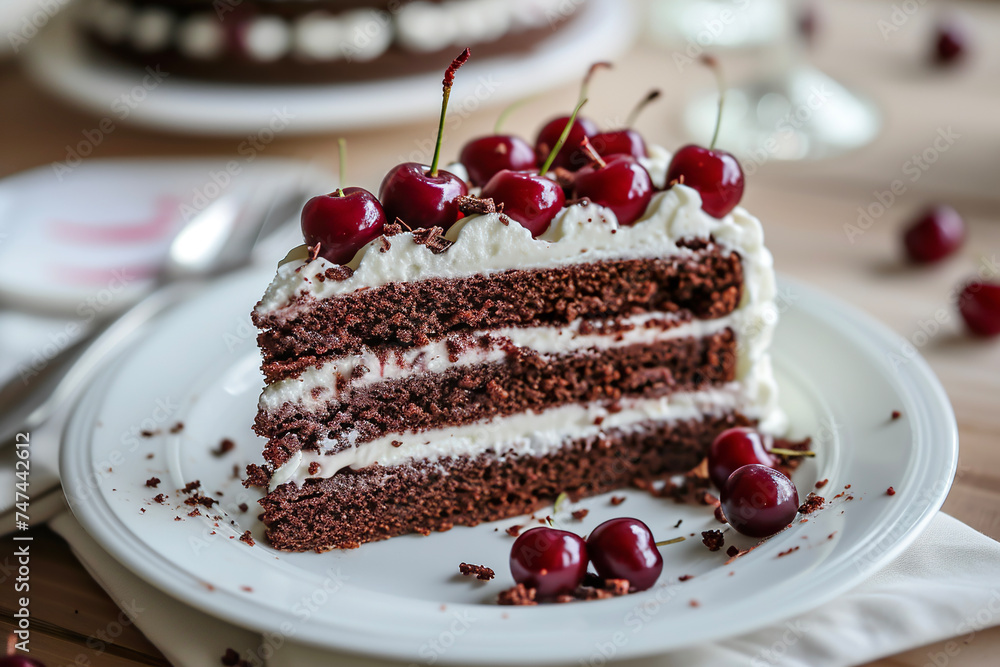 Kirschtorte, a traditional German dessert from the Black Forest region ...