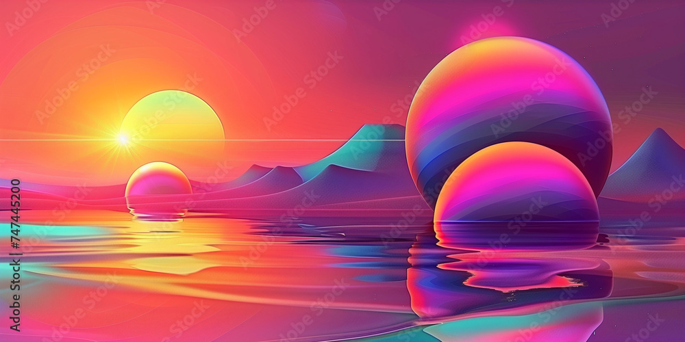 Fantastic abstract landscape background pattern. Cyberpunk and ...