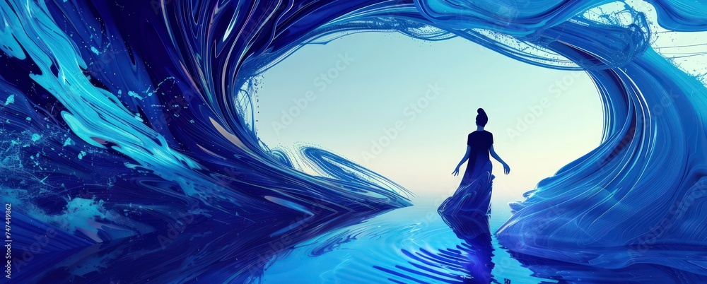 speed vector illustration with blue swivel backgrounds, in the style of ...