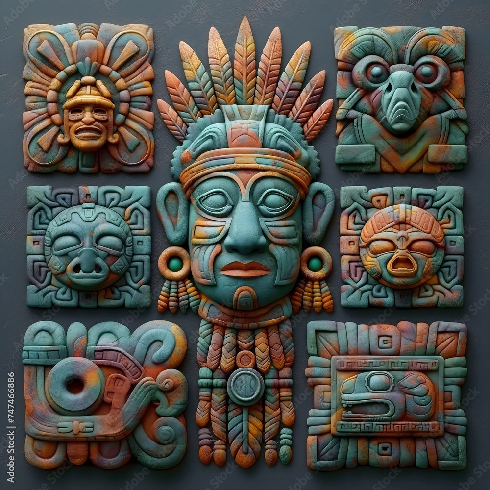Bas-Reliefs Of Magical Images. Illustration On The Theme Of ...