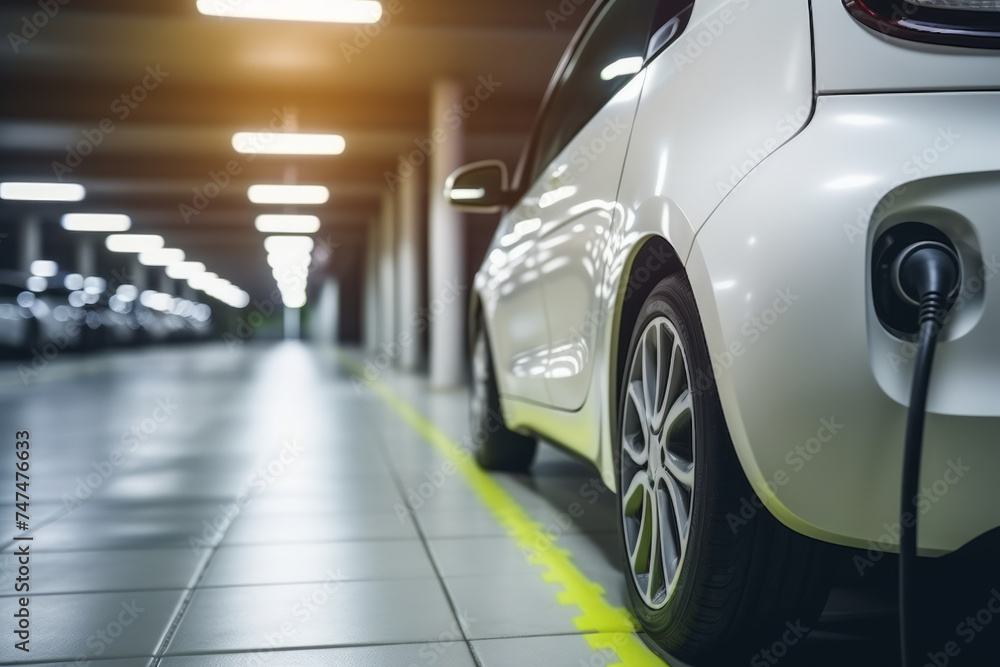 Charging station for electric vehicles in the parking lot of a ...