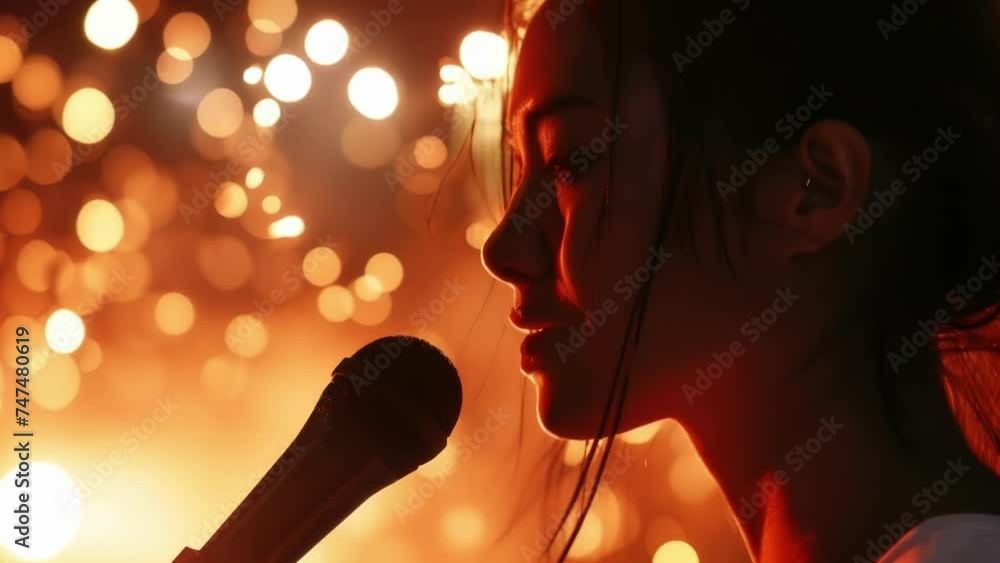 A side profile of the singer, her sleek hair cascading down one ...